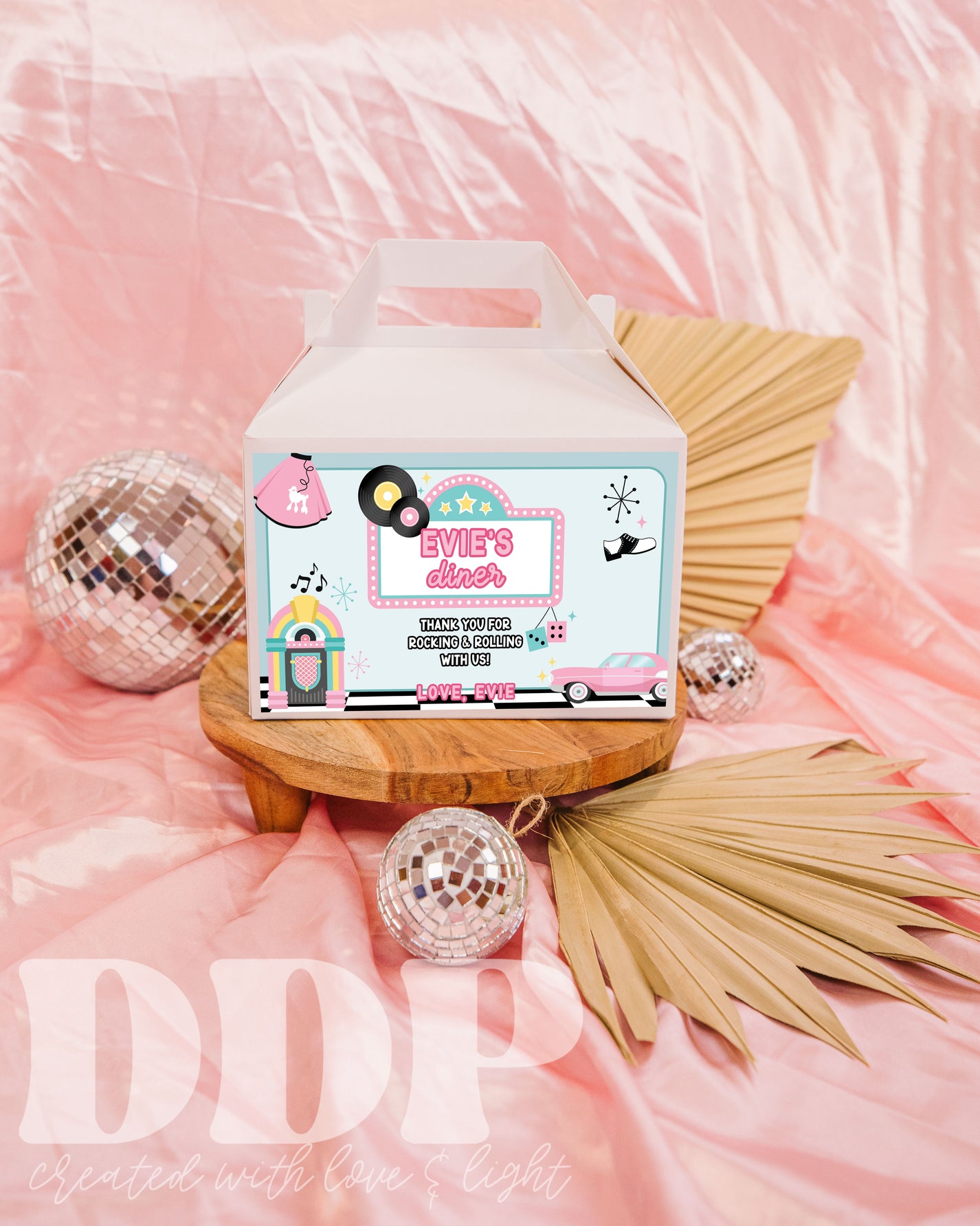 Sock Hop Gable Box Label | Midcentury Party Decor | 1950's Soda Shop T ...