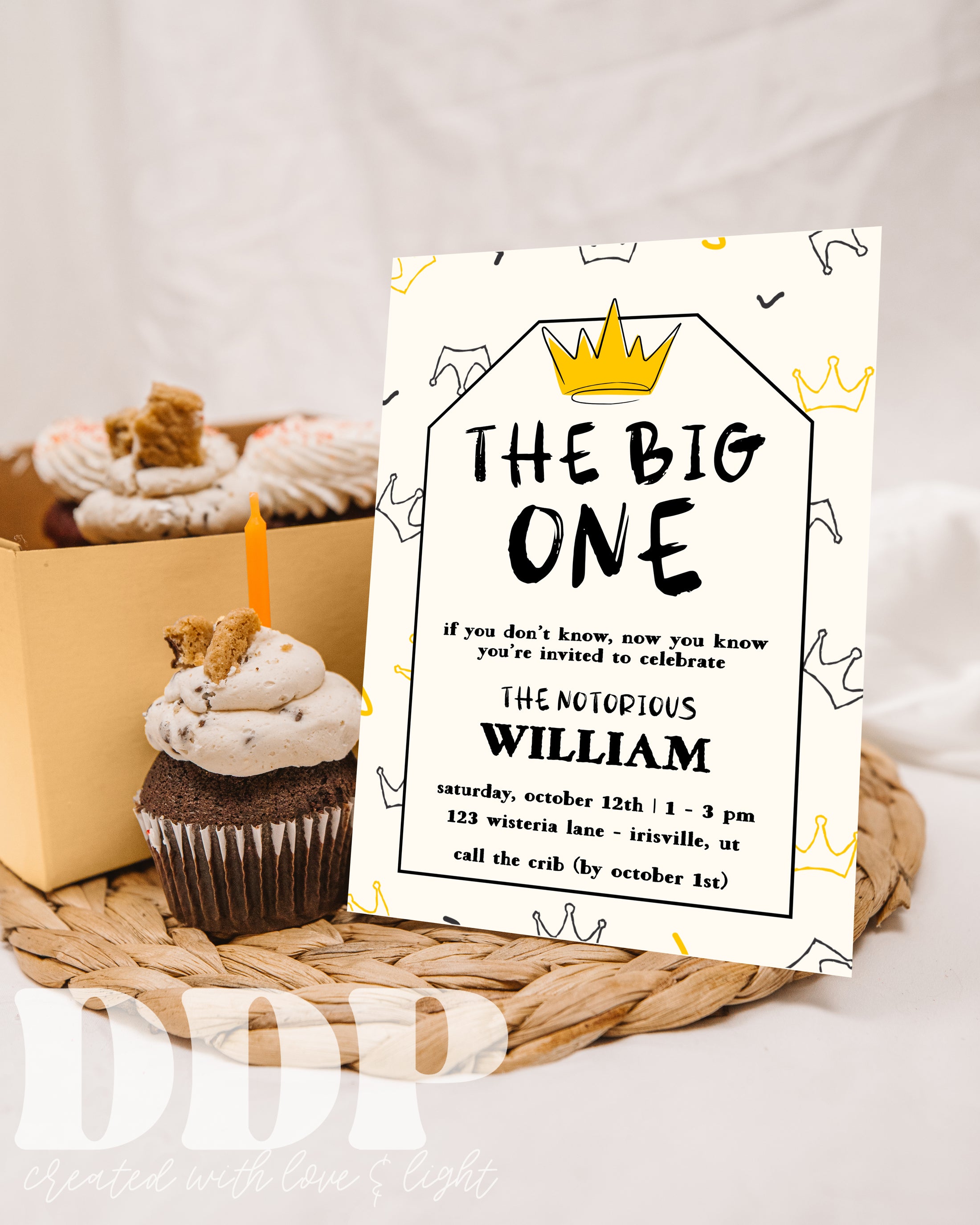 Notorious ONE 1st Birthday Invitation | Hip-Hop Crown 90s | Biggie Sma ...