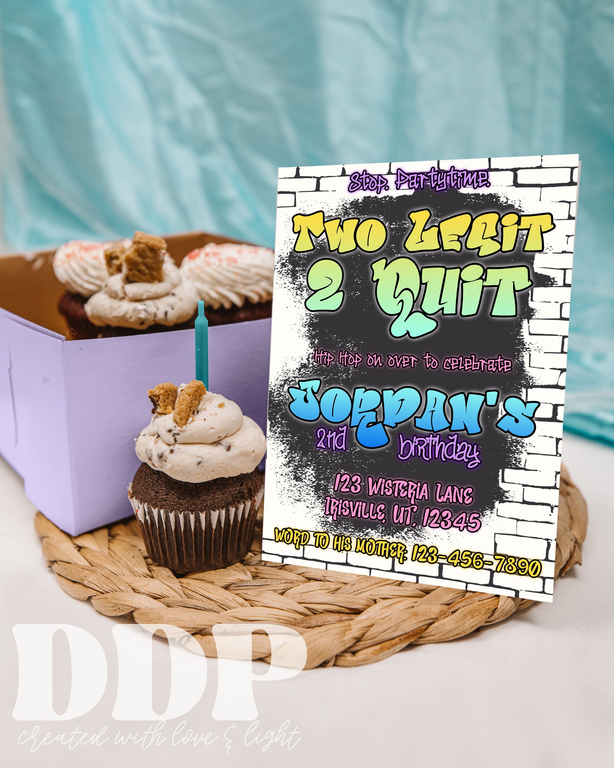 Two Legit 2 Quit Birthday Party Invitation | Two Legit Second Birthday ...