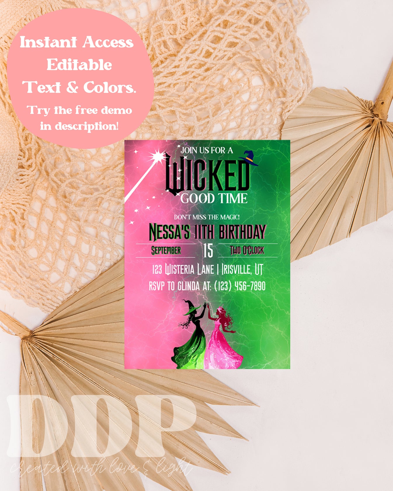 Wicked Birthday Party Invitation | Wicked Inspired Musical Party Invit ...