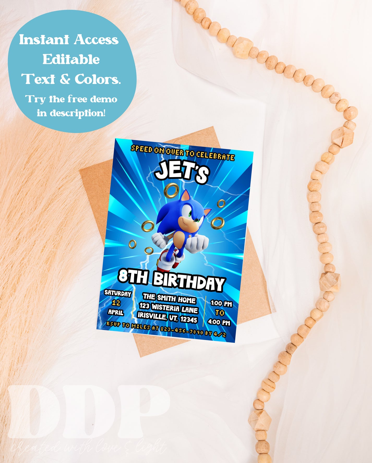 Sonic the Hedgehog Birthday Party Invitation | Super Hedgehog Boys Par ...