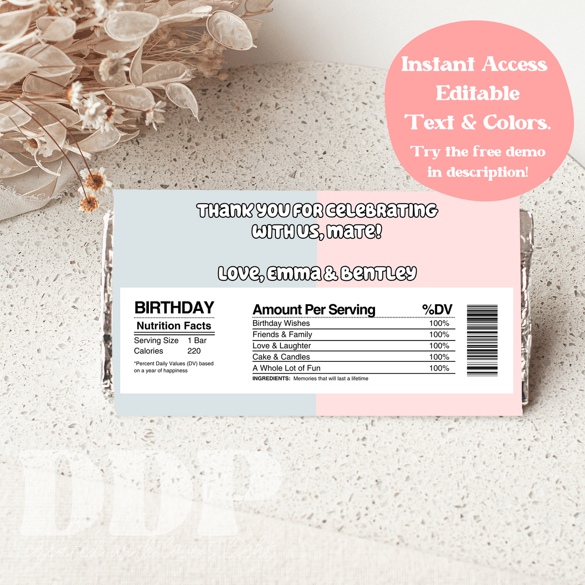 Blue Dog Chocolate Bar Label | Joint Blue Dog Birthday Party Decor | B ...