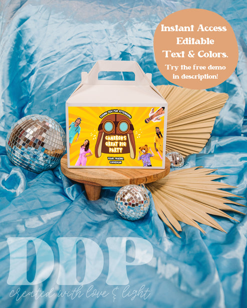 Danny Go Gable Box Label | Danny Go Party Decor | Great Big Party Prin ...