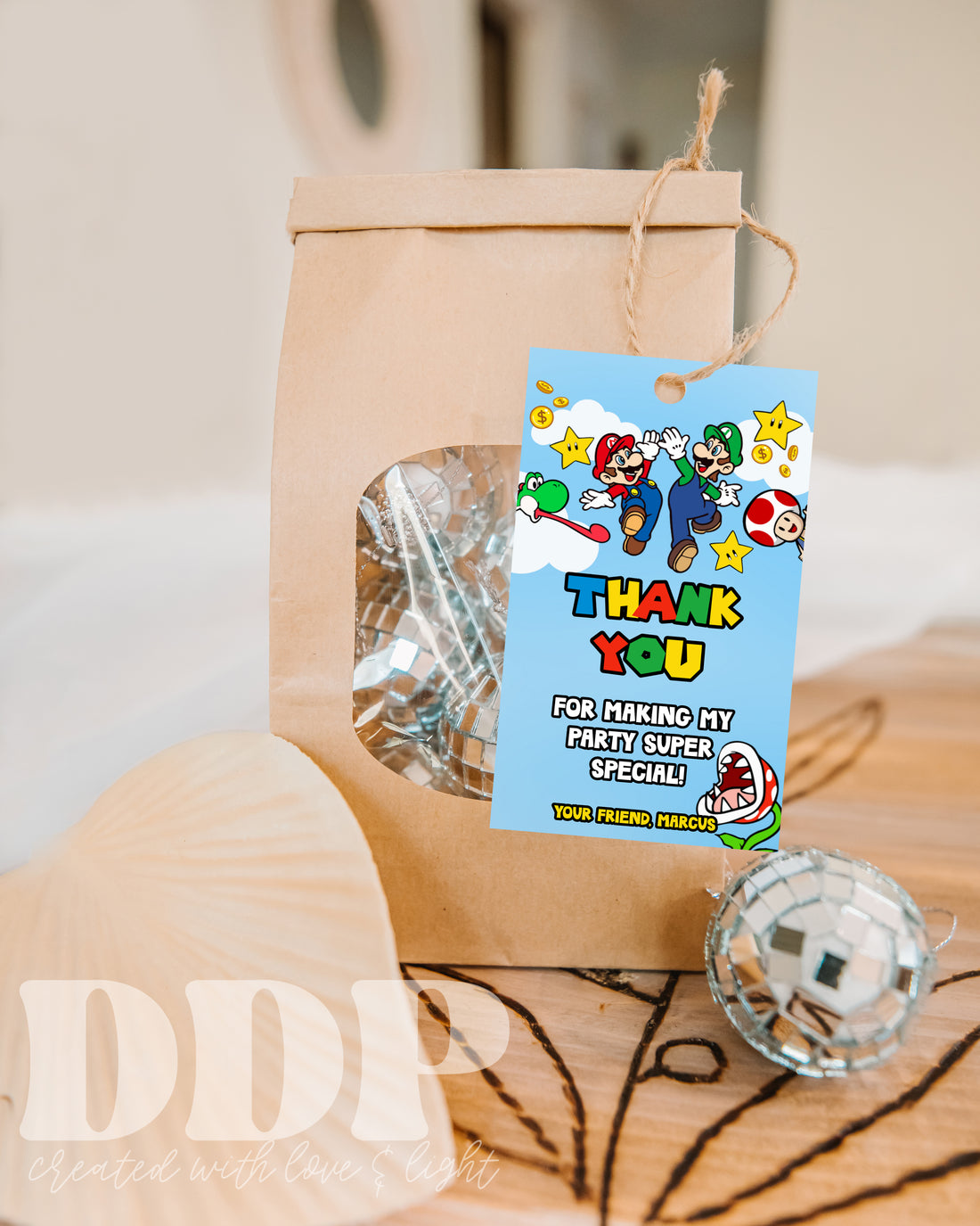Super Mario Birthday Favor Tag | Mario Bros Thank You Tag – Desert ...