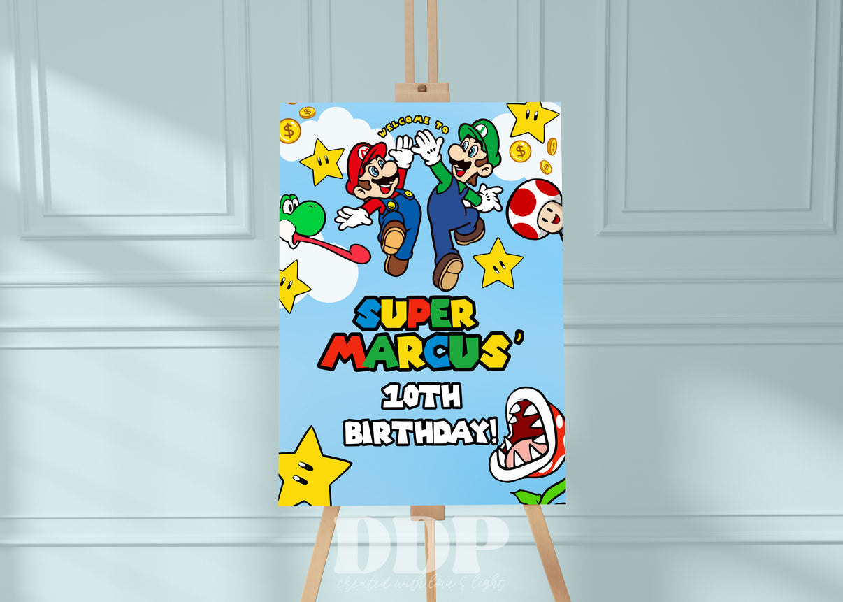 Super Mario Birthday Welcome Sign | Mario Bros Printable Party Decor ...