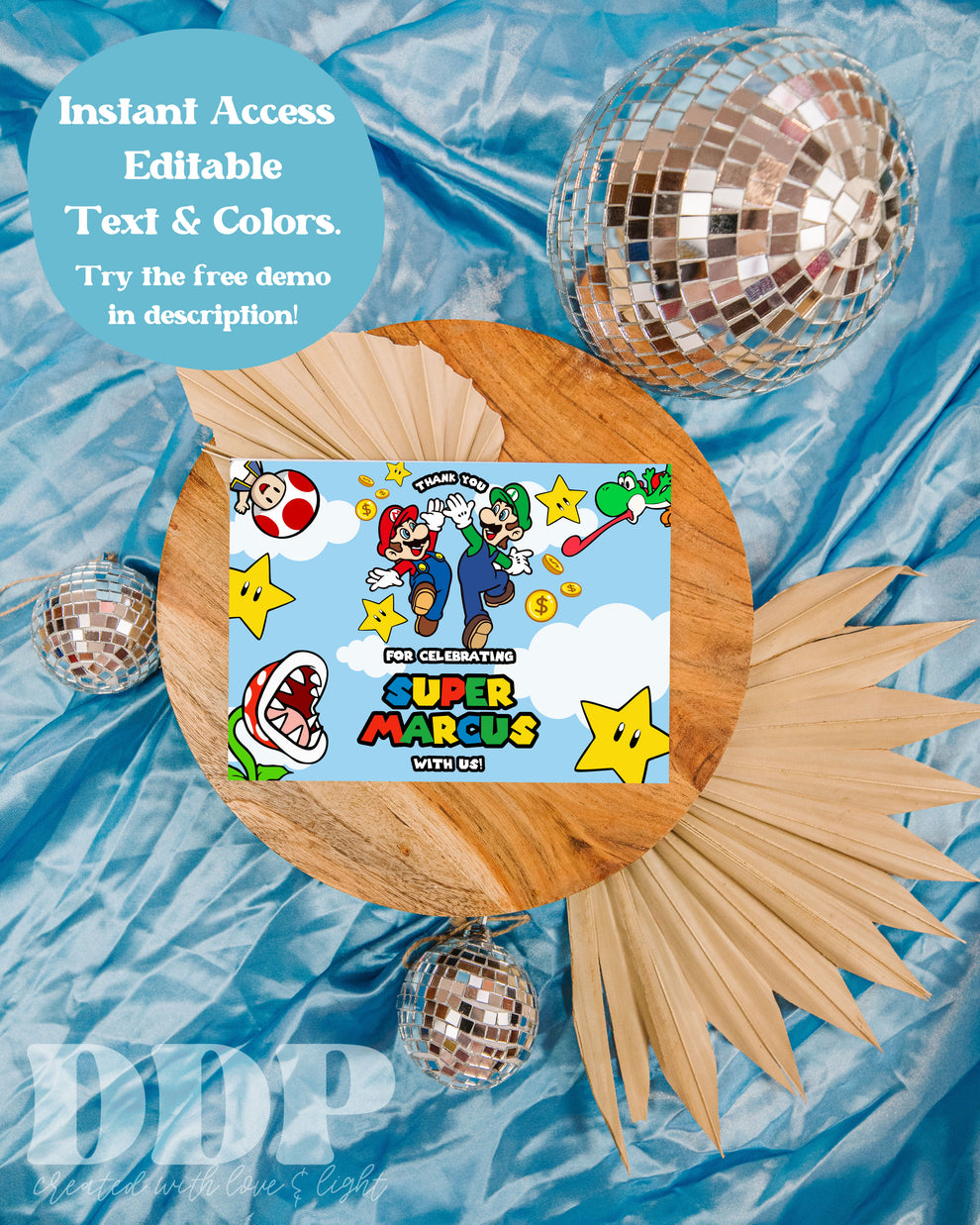 Super Mario Thank You Cards | Super Mario Brothers Birthday Thank You ...
