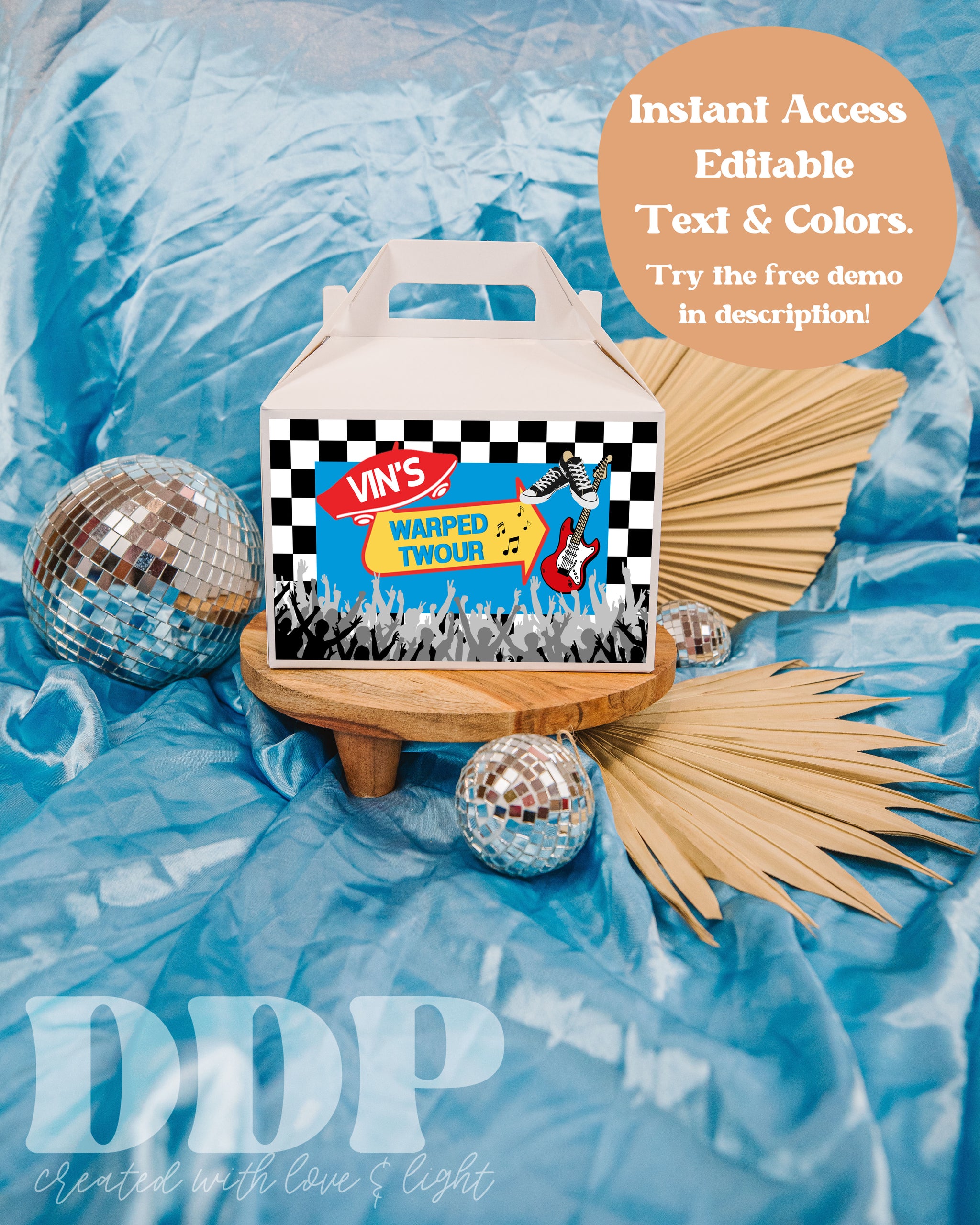 Warped Tour 2nd Birthday Gable Box Label | Warped Two-ur Treat Box Lab ...