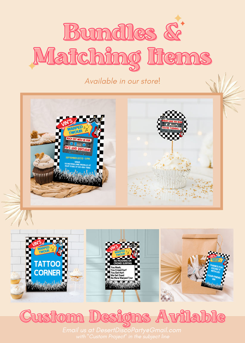 Warped Tour 2nd Birthday Juice Pouch Label | Warped Two-ur Printable B ...