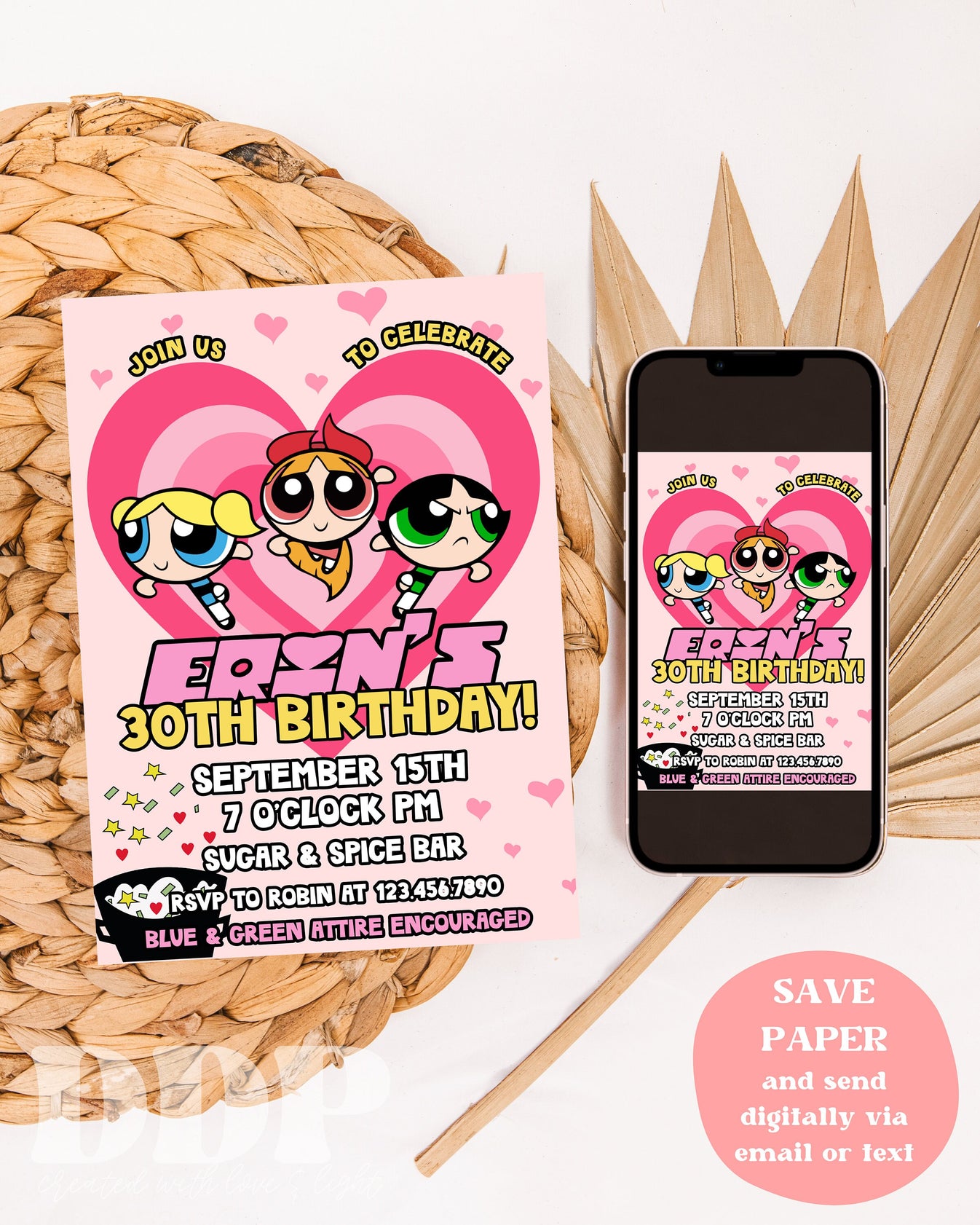 Powerpuff Girls Theme Birthday Invitation | Girl Power Editable Party ...