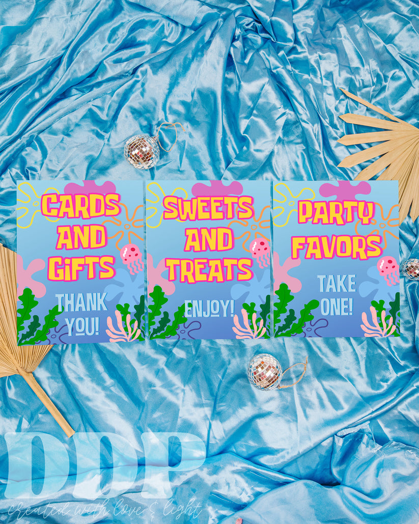 Spongebob Table Signs | Printable Colorful Spongebob Party Supplies ...