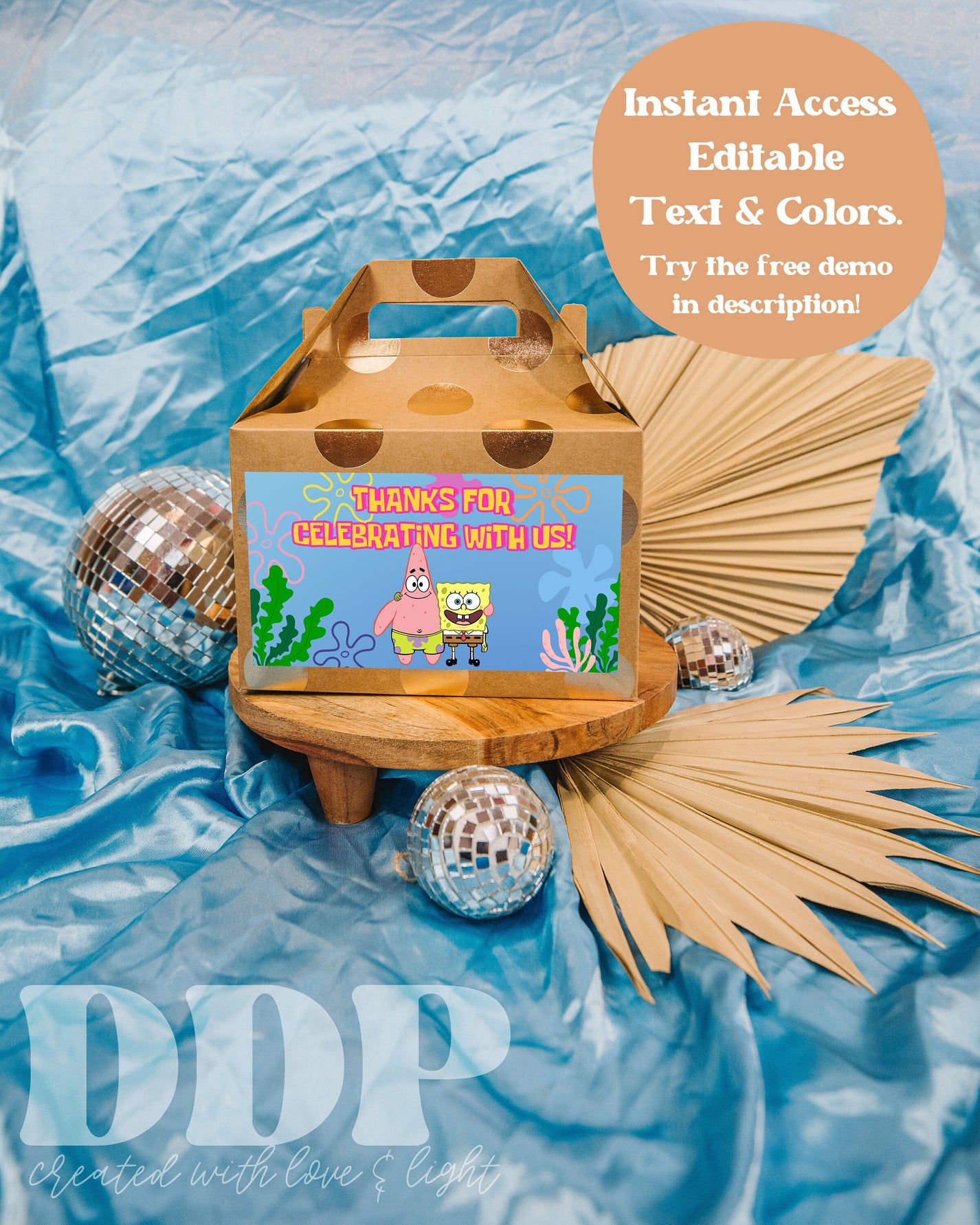 Spongebob Gable Box Label | Spongebob Birthday Supplies | Spongebob Pa ...